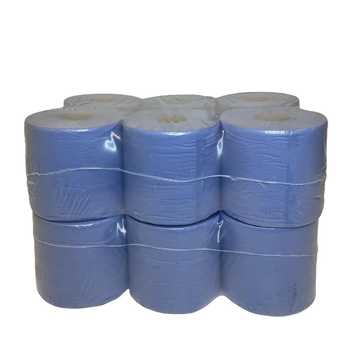 12 x 100M Blue Centre Feed 2 Ply Embossed Paper Pull Rolls Kitchen Tow ...