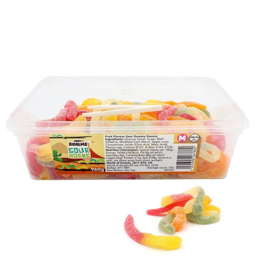 Candy Realms Sour Worms Tub 960g — Alta Essentials