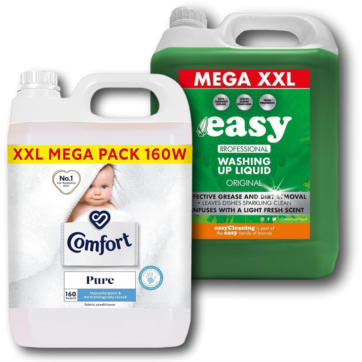 Comfort Pure Fabric Conditioner 160w & Easy Washing Up Liquid 5L Clean ...