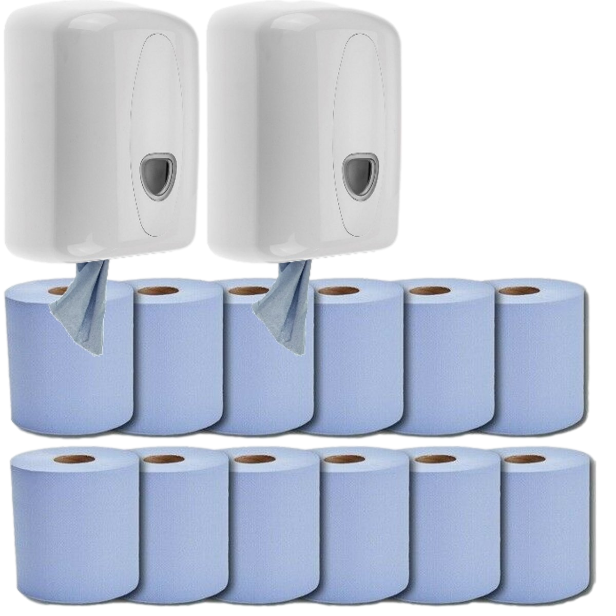 2 Blue Centerfeed Dispensers with 12 Rolls of 50M Center Feed — Alta ...